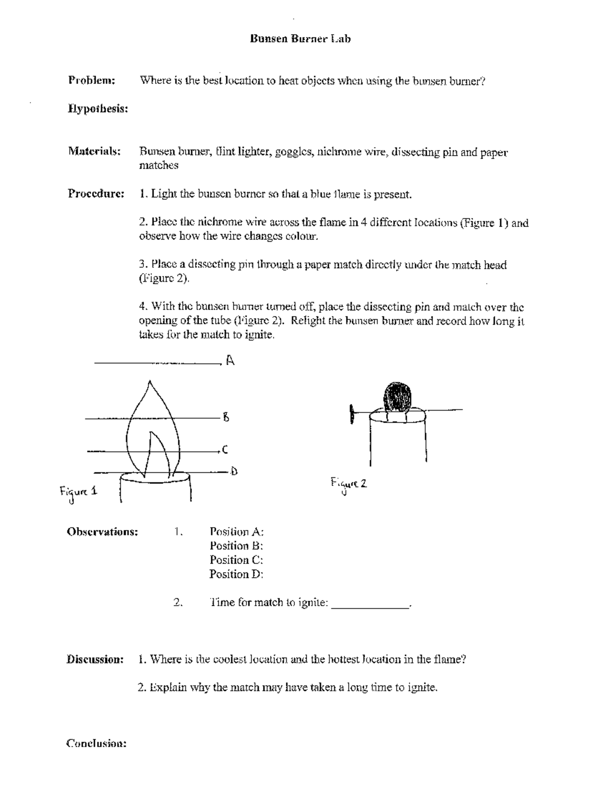 Lesson 2 -Bunsen Burner Lab - Studocu
