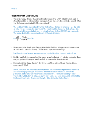 Pre Lab 2 - Pre question, for the activity. - PRELIMINARY QUESTIONS 1 ...