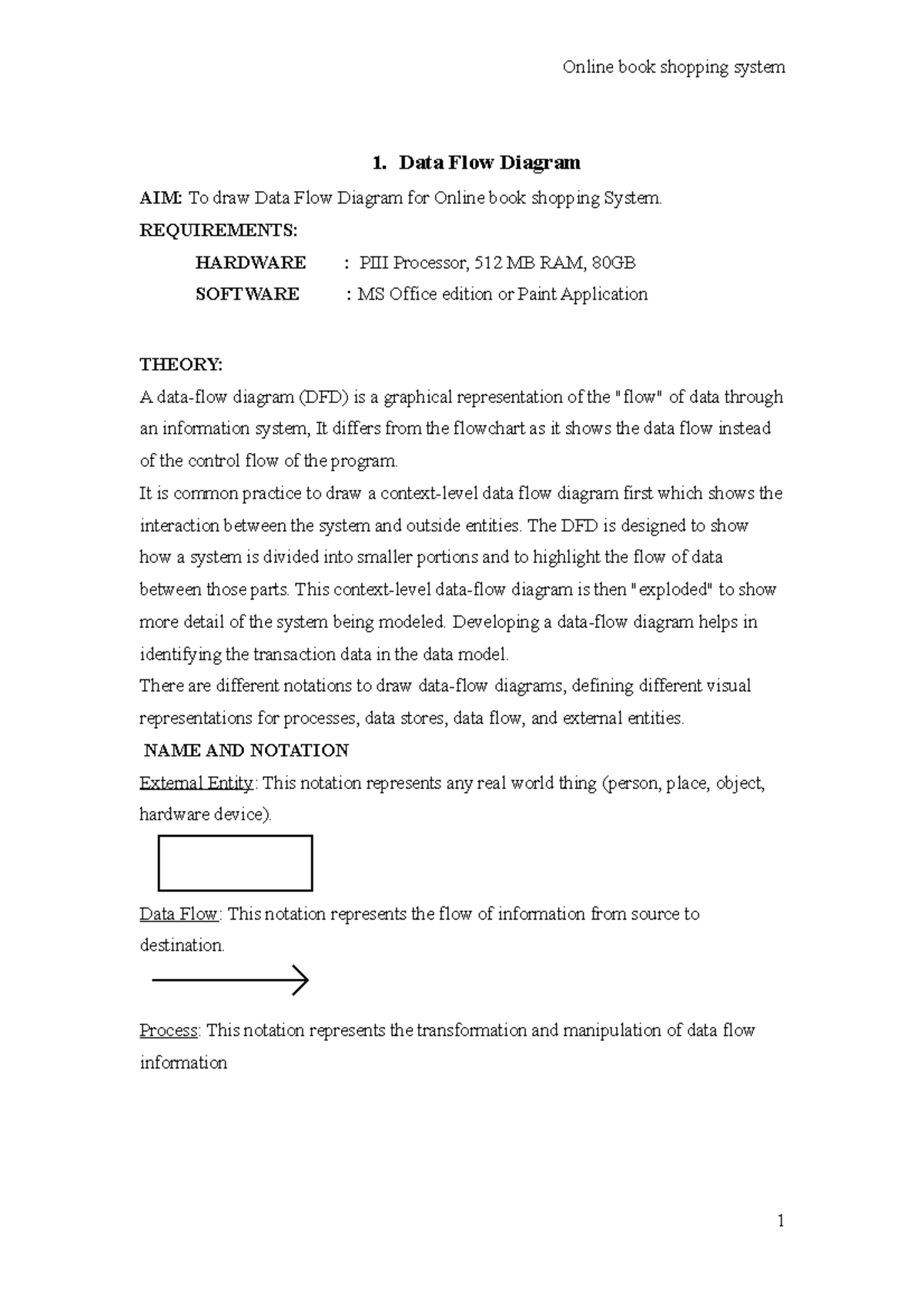 OOSD Manual - 1. Data Flow Diagram AIM: To draw Data Flow Diagram for ...