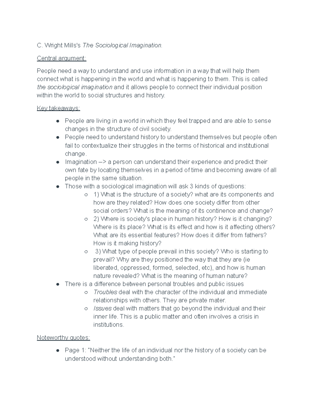 Sociological Imagination - C. Wright Mills's The Sociological ...