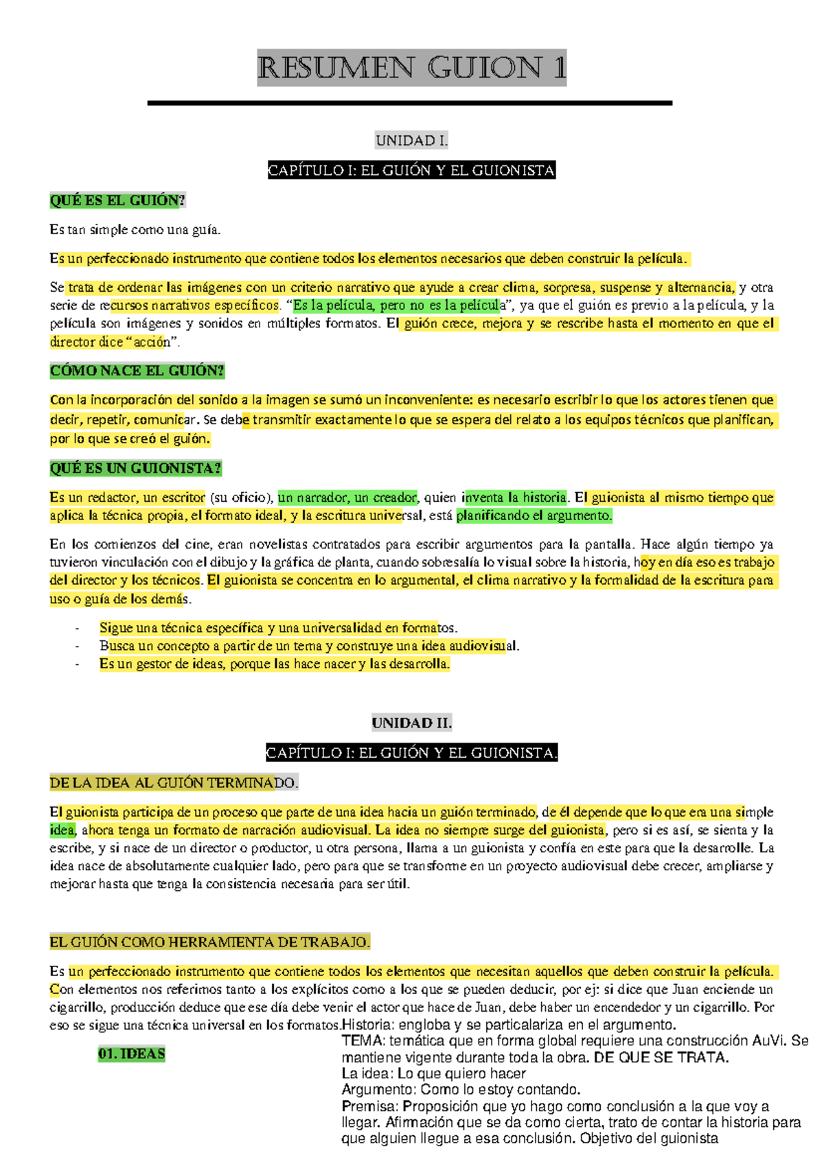 Resumen Guion 1 - CAPÍTULO I: EL GUIÓN Y EL GUIONISTA QUÉ ES EL GUIÓN ...