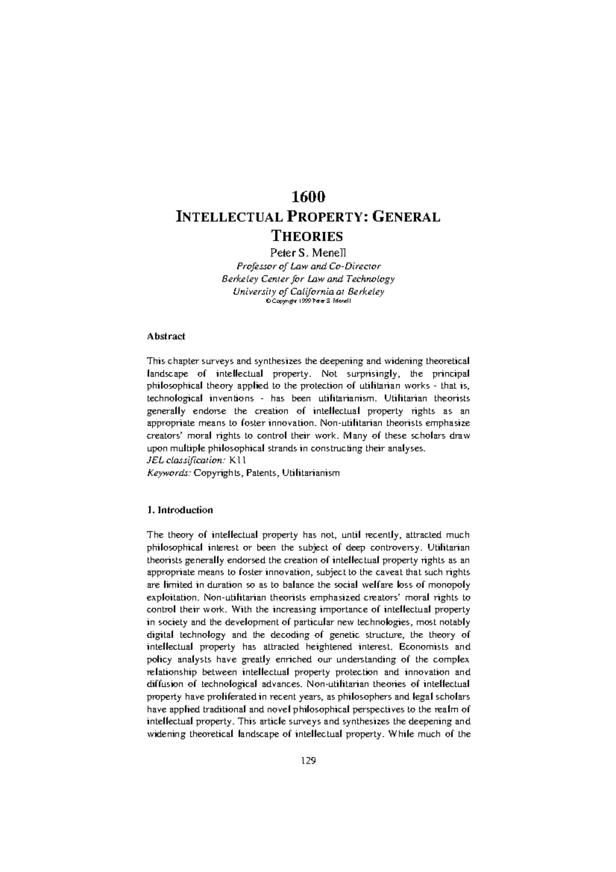 Intellectual - very detailed - 129 1600 INTELLECTUAL PROPERTY: GENERAL ...