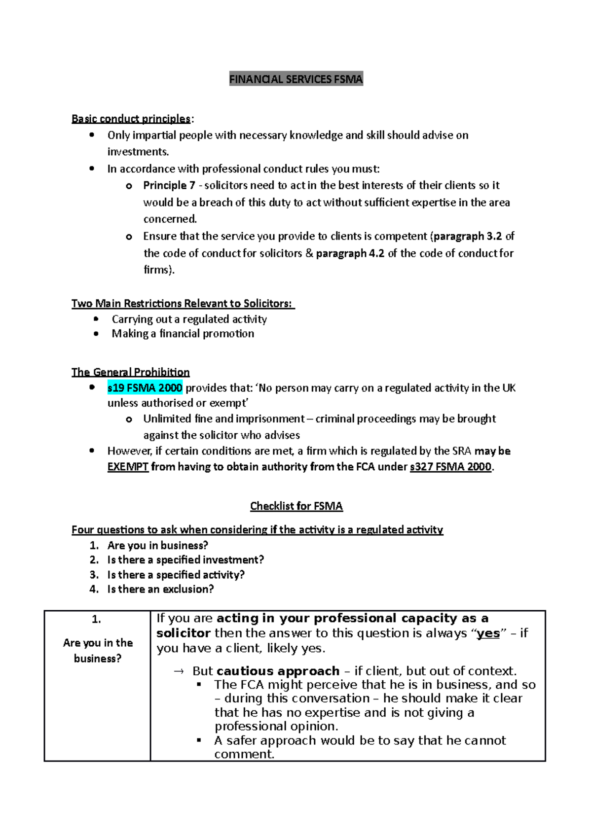 Financial Services FSMA. PCR PART 13 - FINANCIAL SERVICES FSMA Basic ...