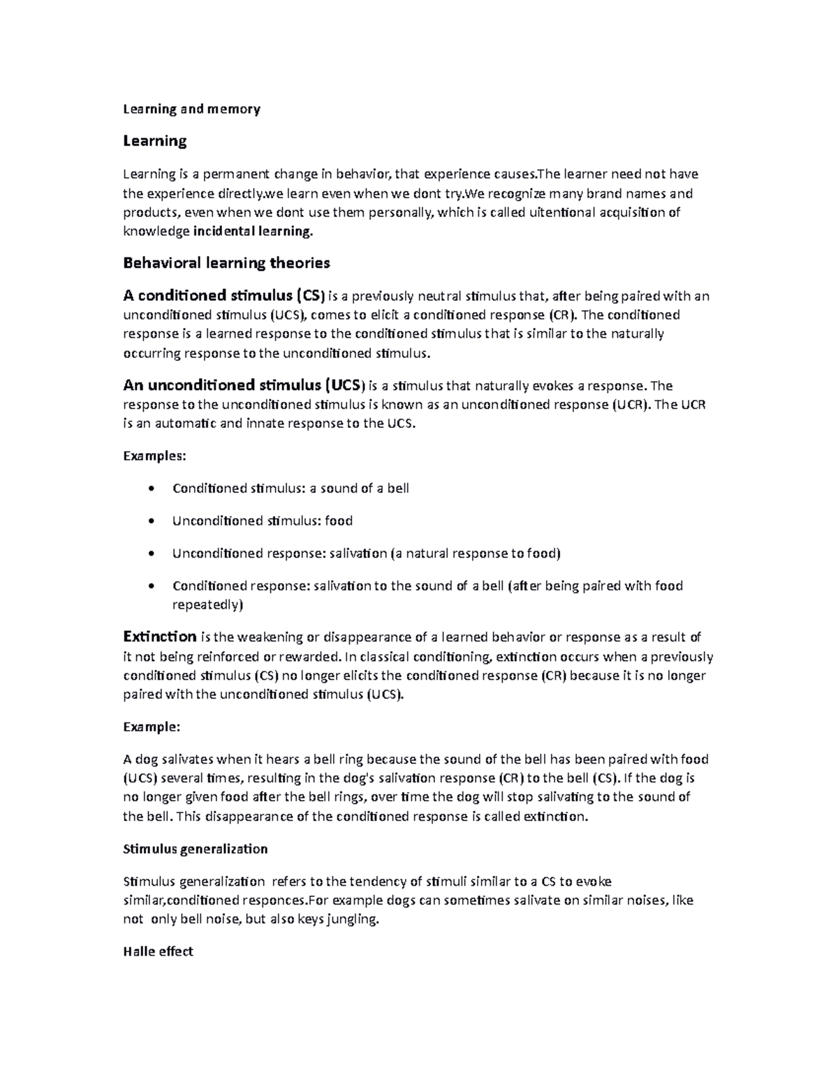 Learning and memory, S 4 - Learning and memory Learning Learning is a ...