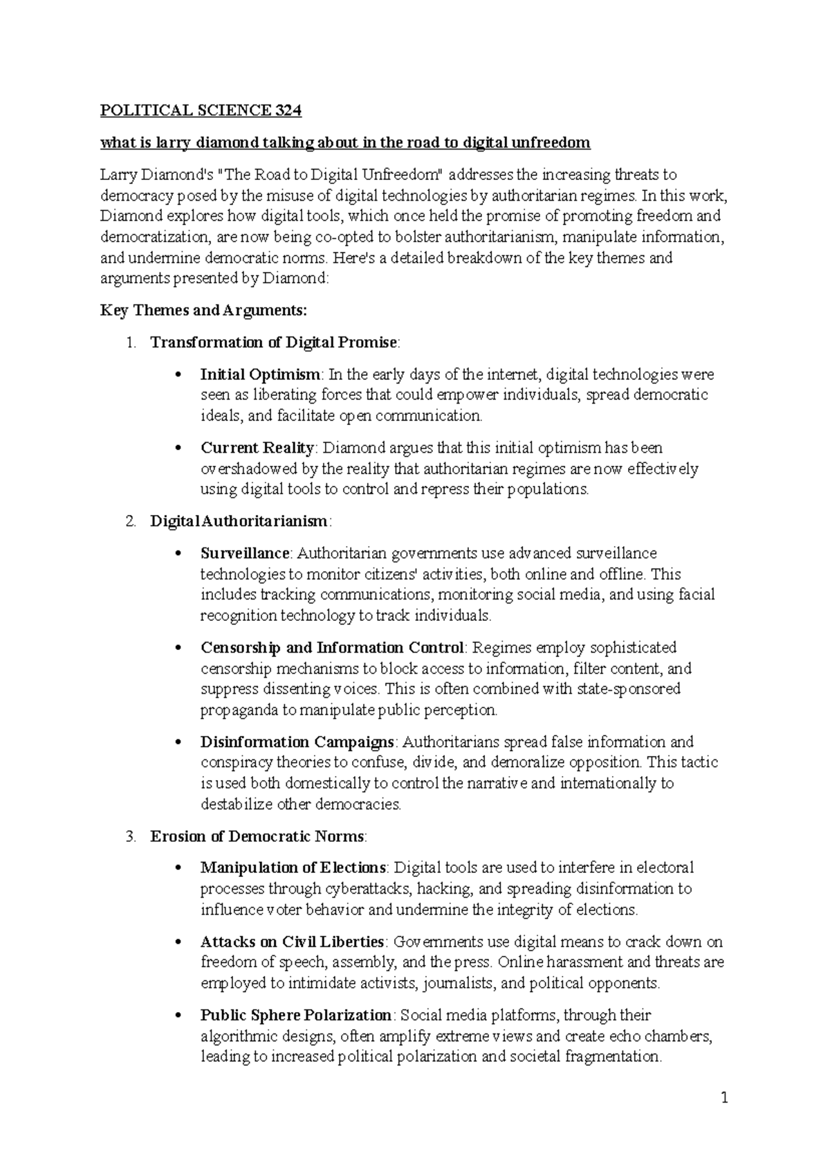 political science 324 Notes - POLITICAL SCIENCE 324 what is larry ...