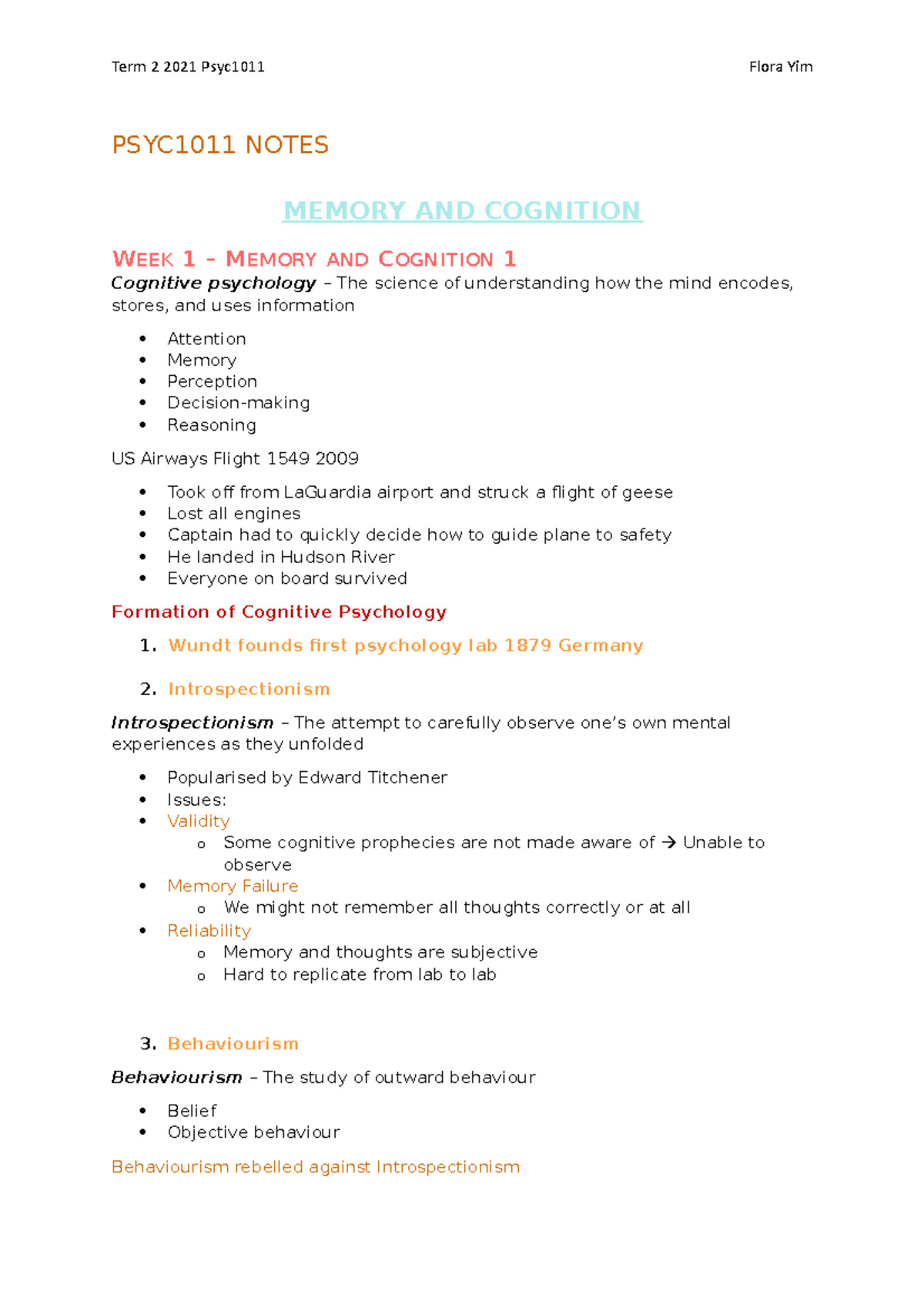 PSYC1011 Full Very Detailed Notes 2021 - PSYC1011 - UNSW Sydney - Studocu