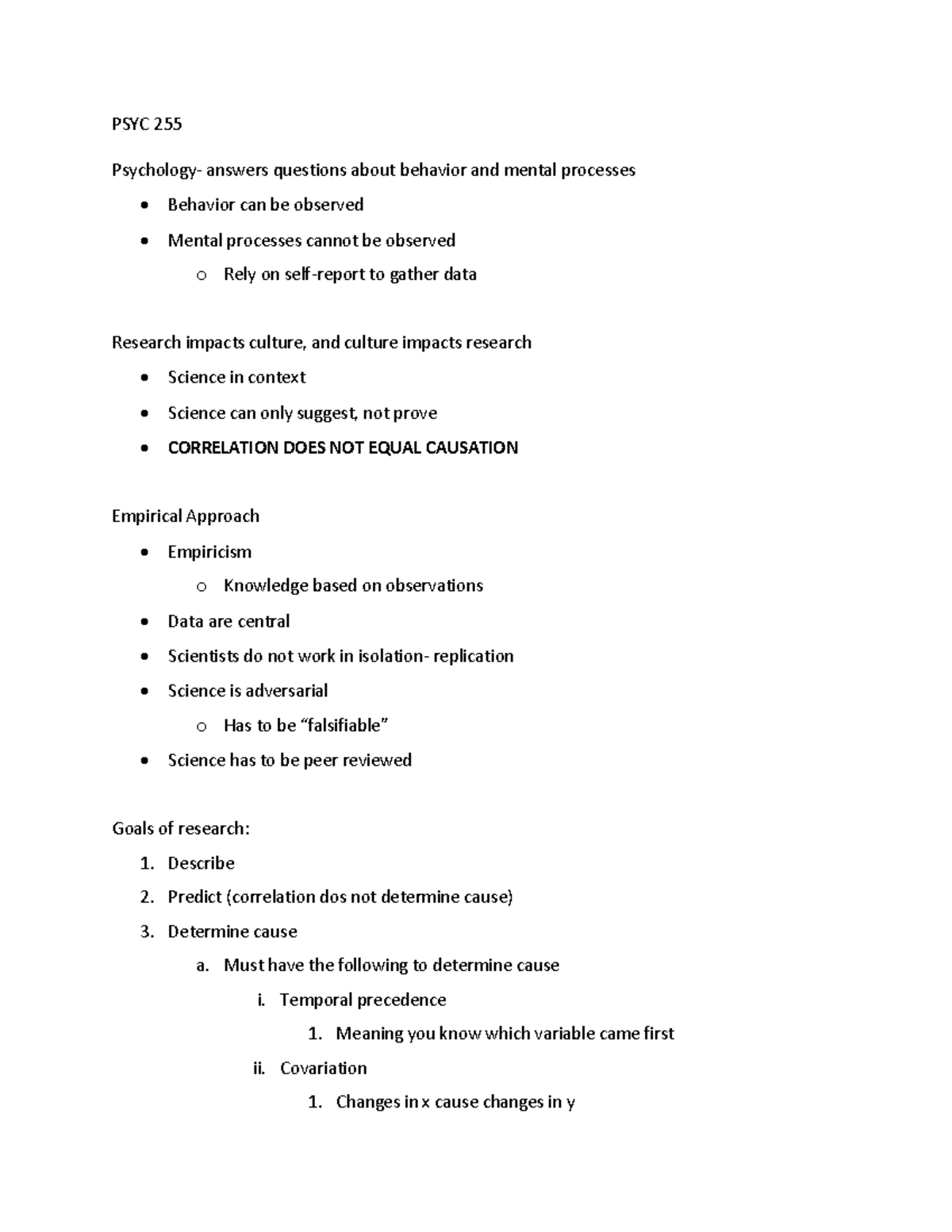 Introduction to Research Final Exam Guide - PSYC 255 answers questions ...