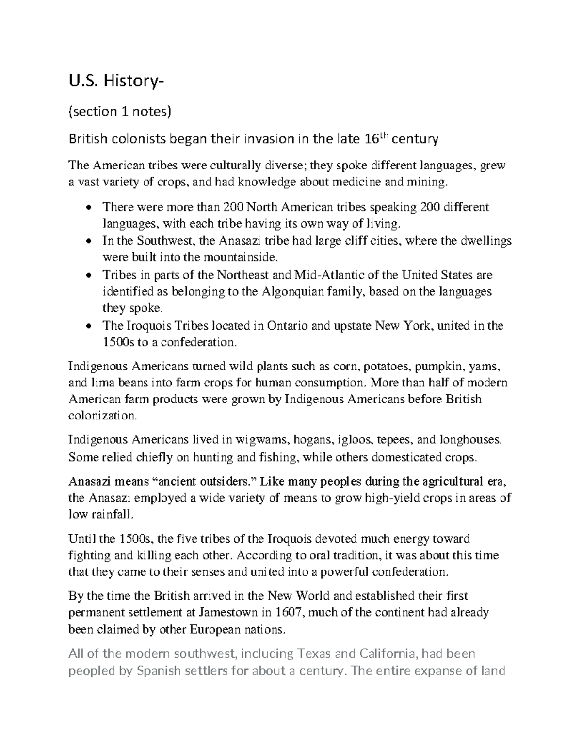 U.S History Colonization of The American Society - U. History- (section ...