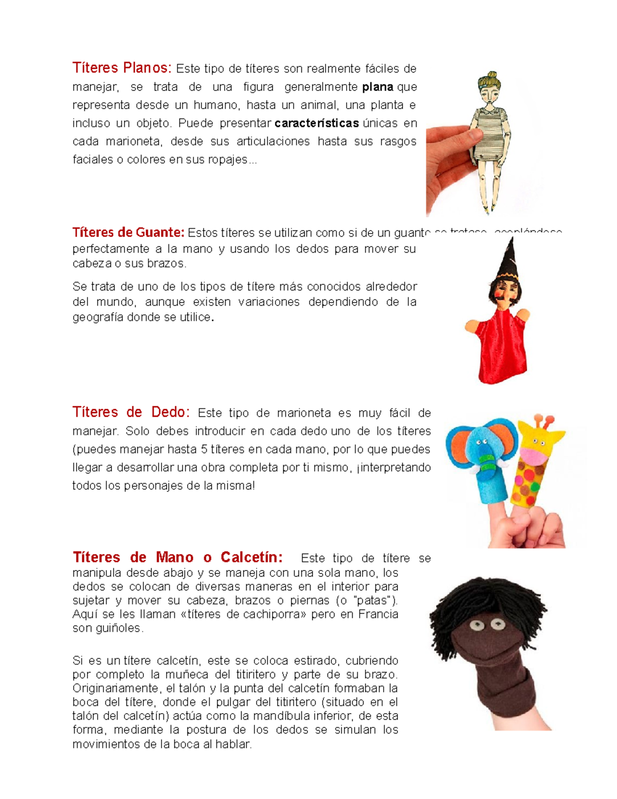 Clases DE Titeres - hhhhhhhhh - Títeres Planos: Este tipo de títeres son realmente fáciles de ...