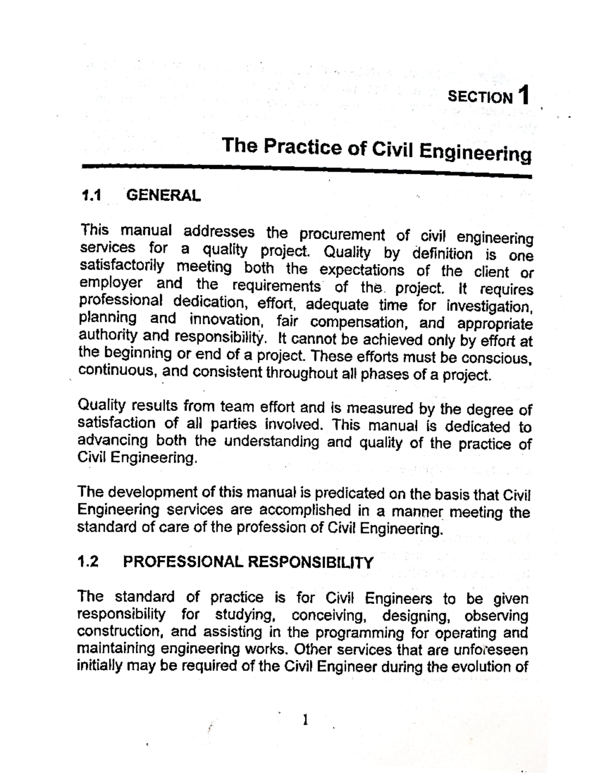 The practice of civil engineering - Quality definition is one ...