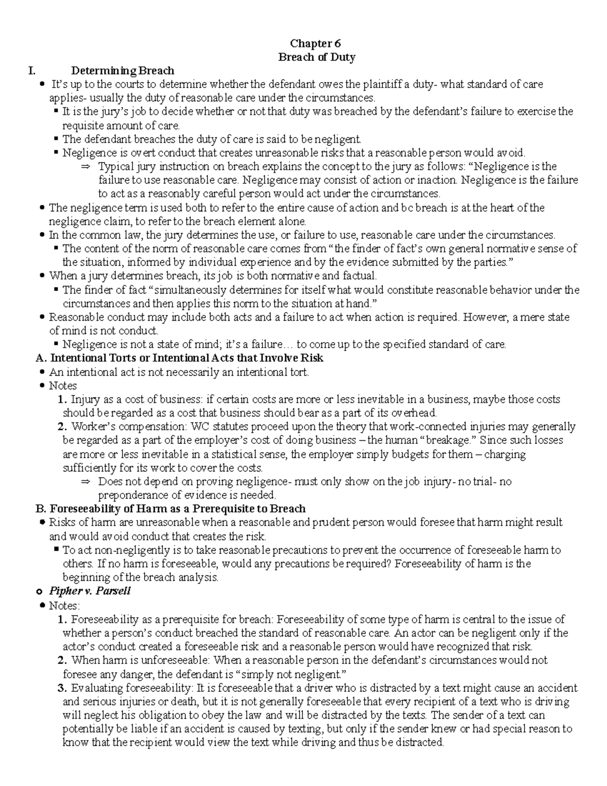 Chapter 6 Breach Of Duty Determining Breach It s Up To The Courts To