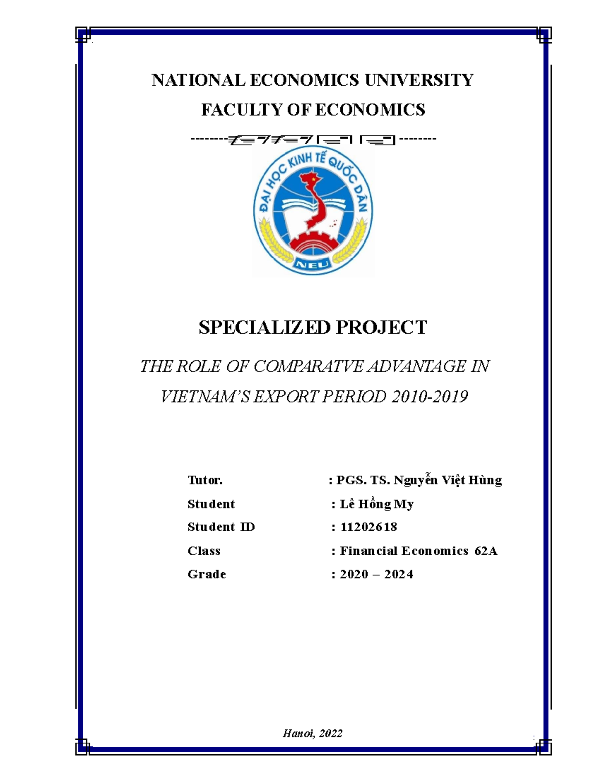 National Economics University Faculty OF Economics - NATIONAL ECONOMICS ...