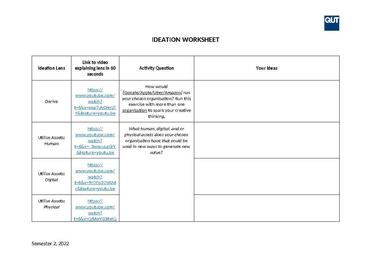 Ideation worksheet 2023 2-1 - IDEATION WORKSHEET Ideation Lens Link to ...