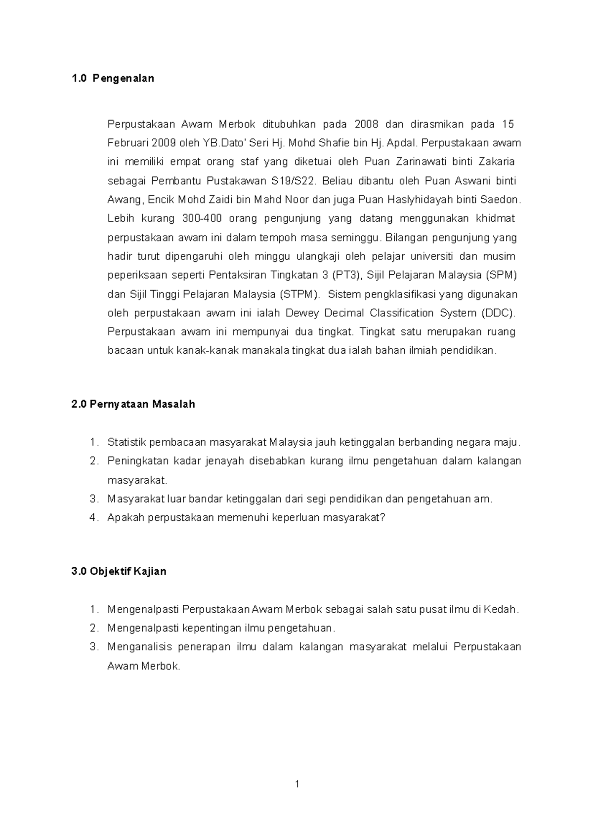 CTU Group Assignment ( Kajian Di Perpustakaan Awam Merbok) - 1 ...