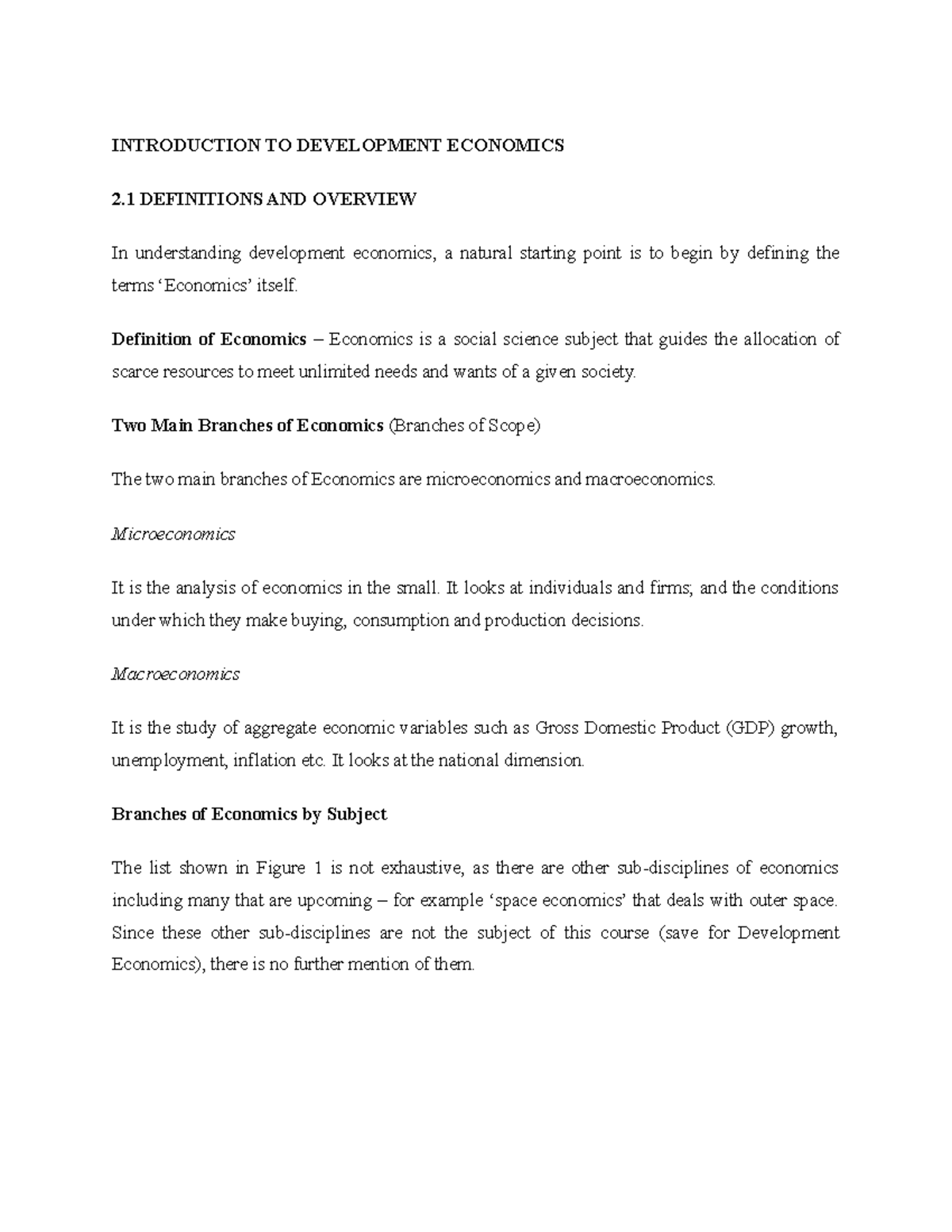 development studies - Concepts of Development and Underdevelopment - KU ...