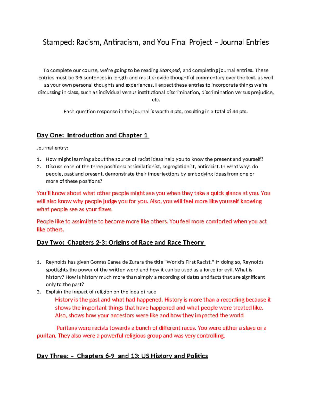 Stamped+final+project+directions - Stamped: Racism, Antiracism, and You ...