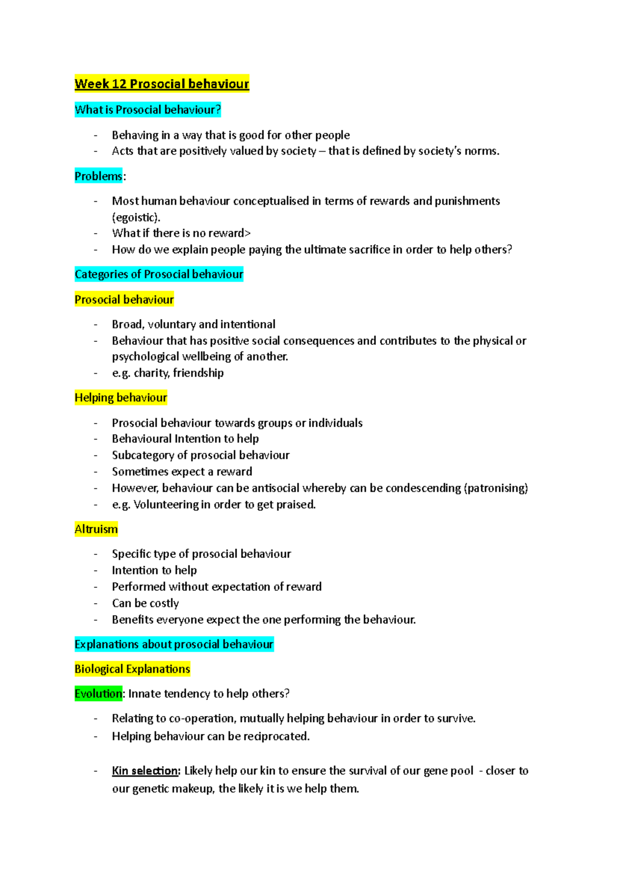Week 12 Prosocial behaviour lecture notes - 101683 - UWS - Studocu