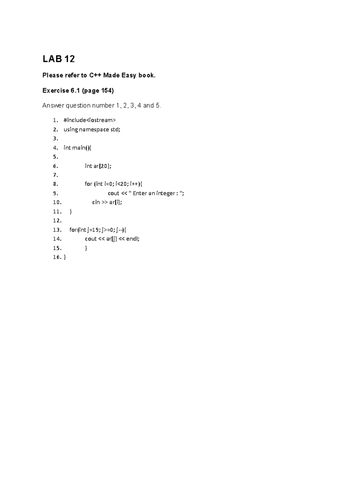 C Made Easy Book Lab 12 Please Refer To C Made Easy Book