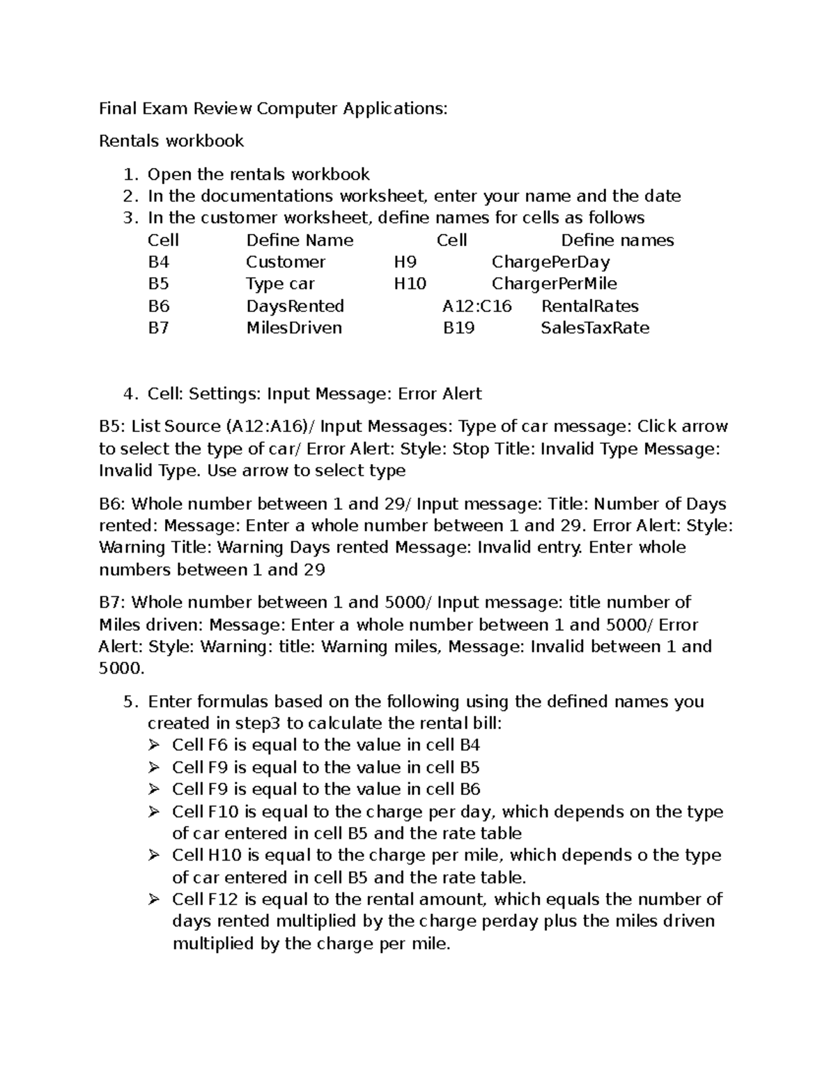Final Exam Review Computer Applications - Final Exam Review Computer ...