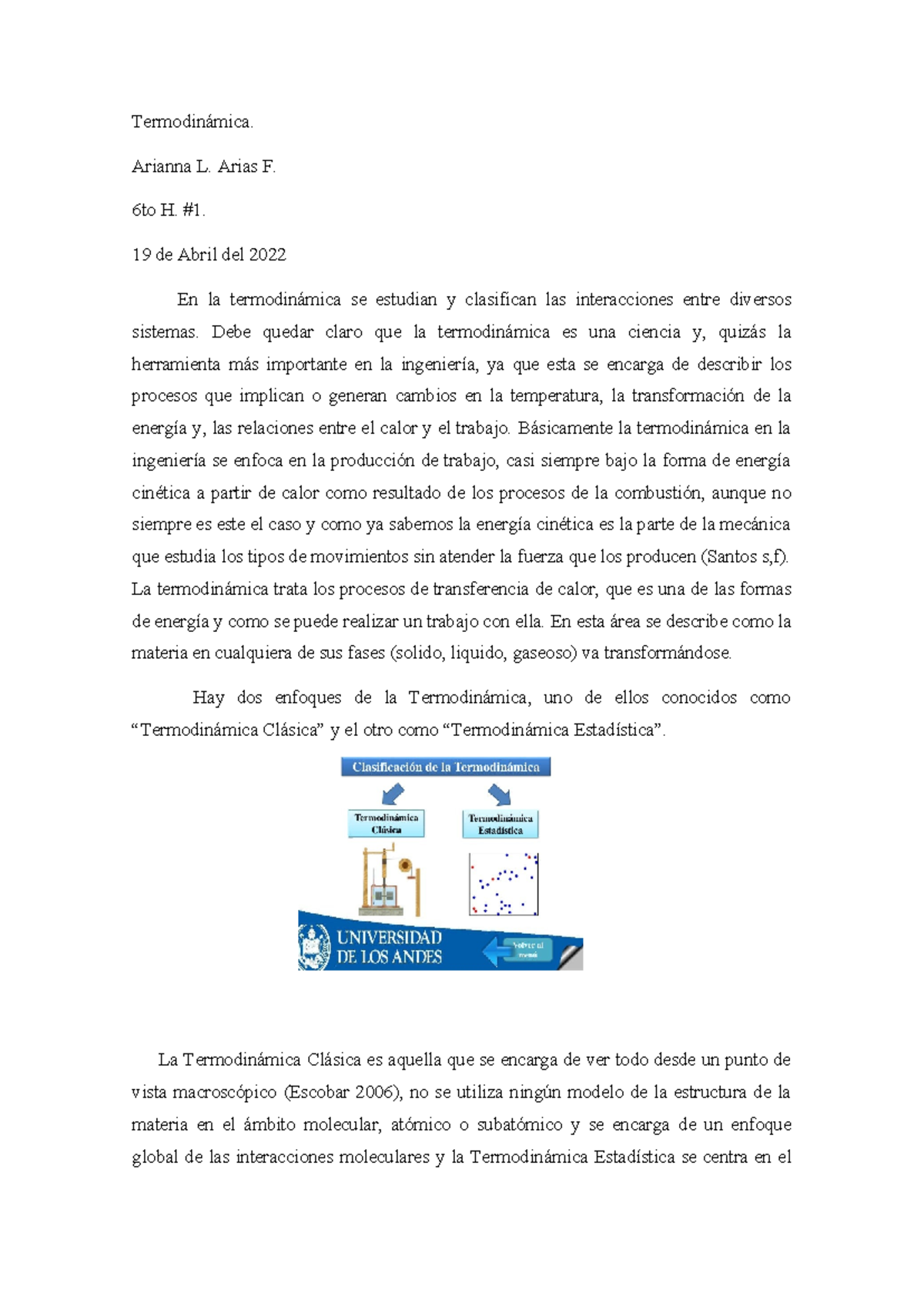 Termodinámica aa - Arianna L. Arias F. 6to H. #1. 19 de Abril del 2022 ...