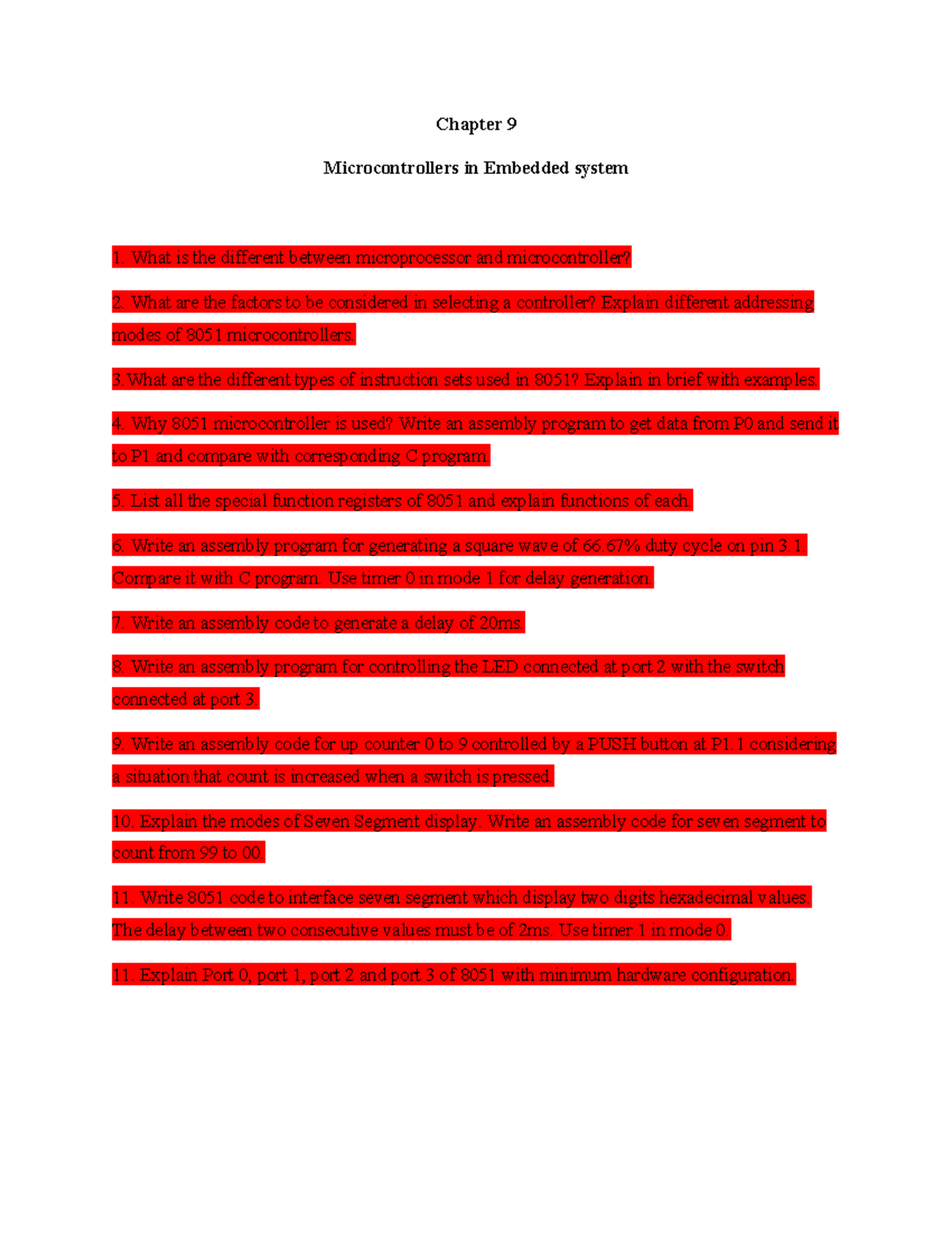 Chapter 9 - es for - Chapter 9 Microcontrollers in Embedded system What ...