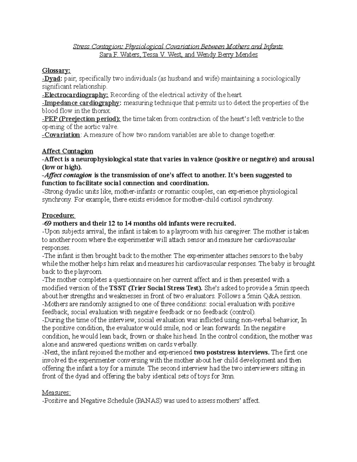 Lecture notes, lectures stress contagion - Stress Contagion ...