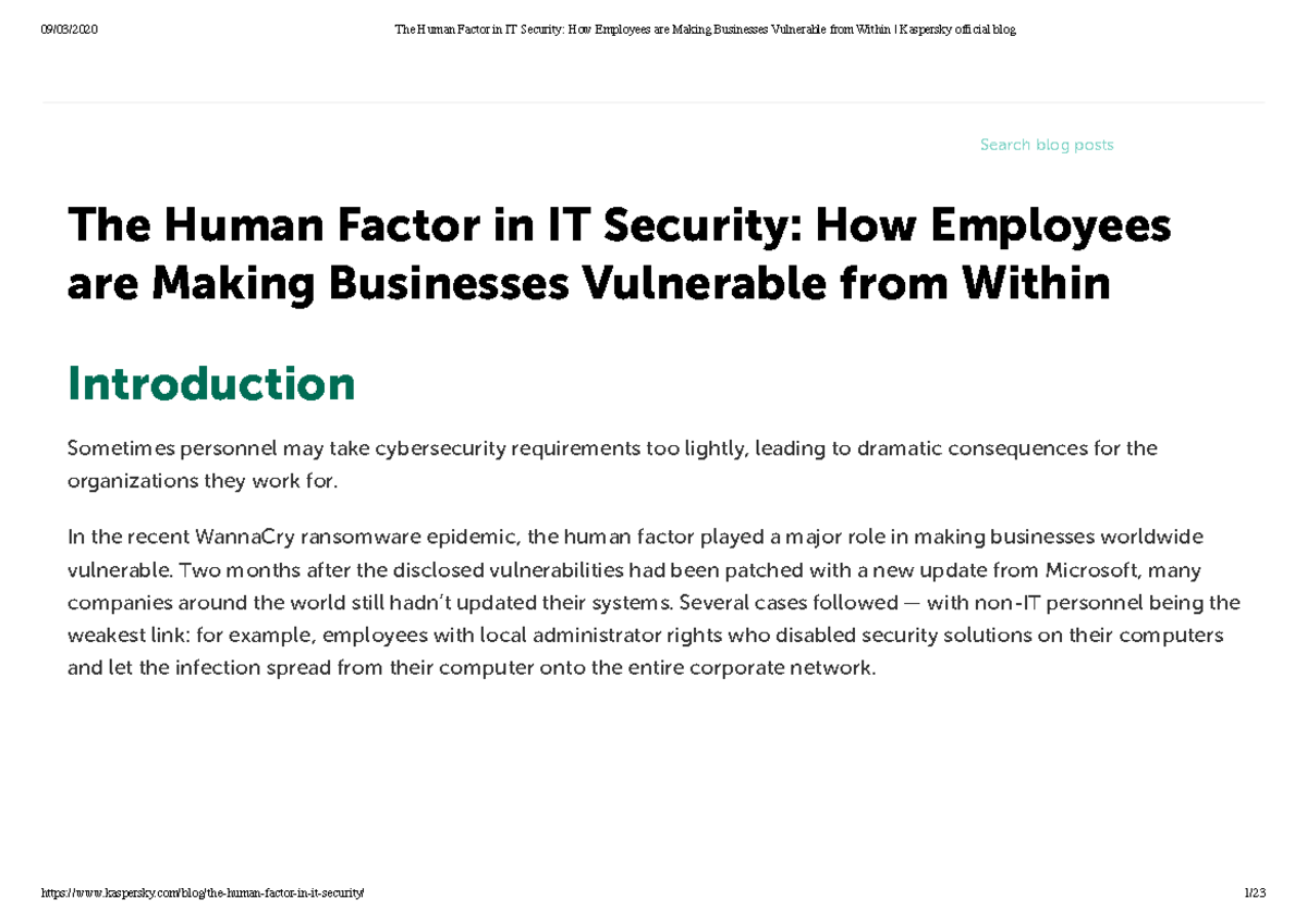 The Human Factor in IT Security How Employees are Making Businesses ...