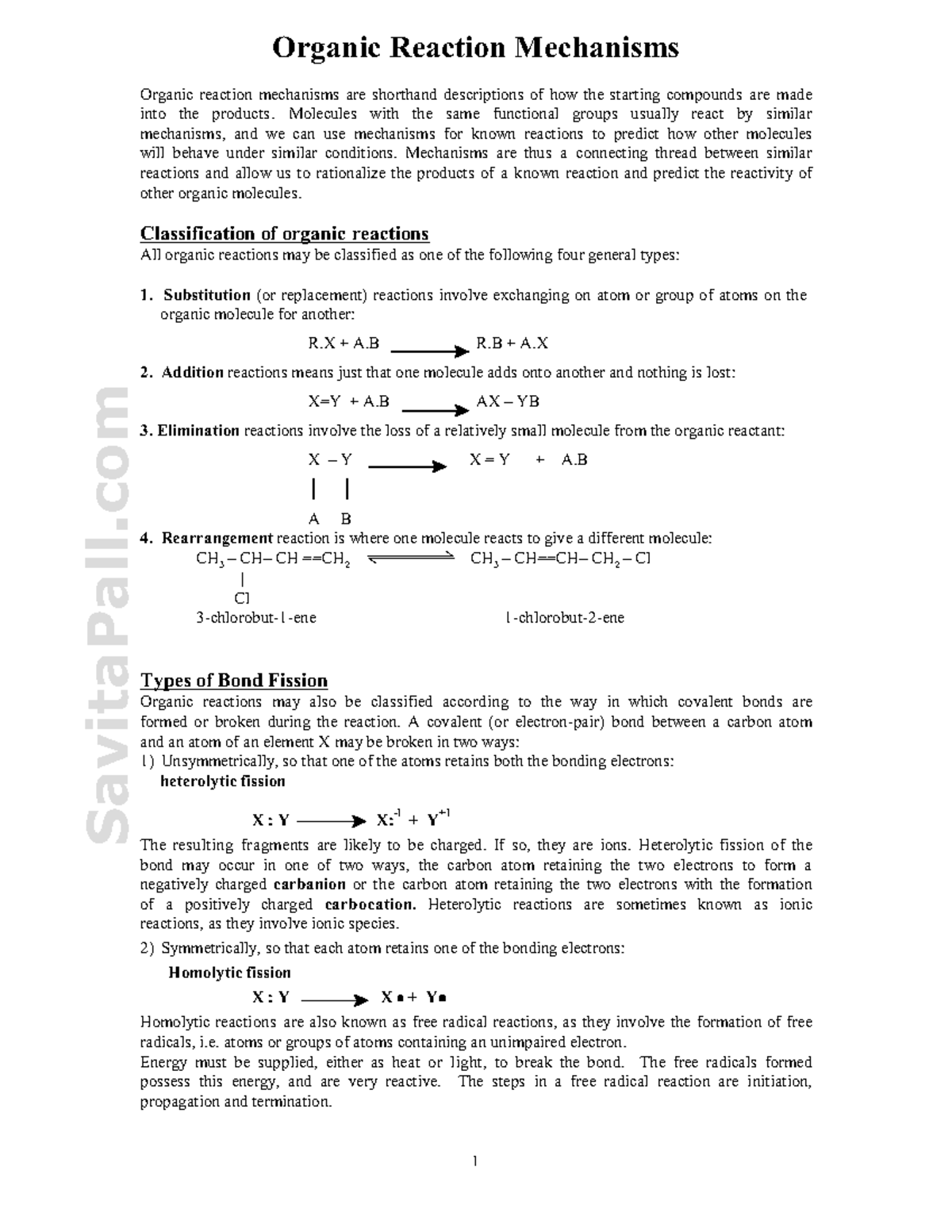 Introduction to organic reaction mechanism - Organic Reaction ...