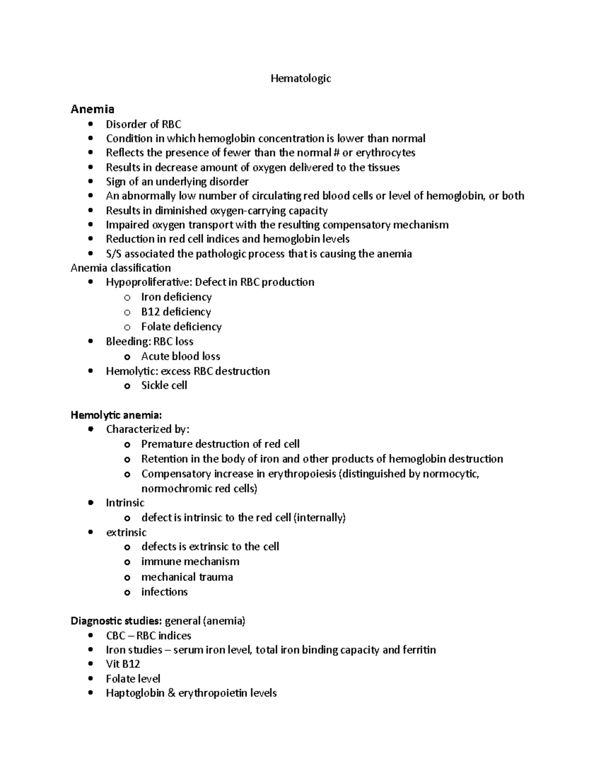 Hematologic & Blood transfusions - NUR2212 - MDC - StuDocu