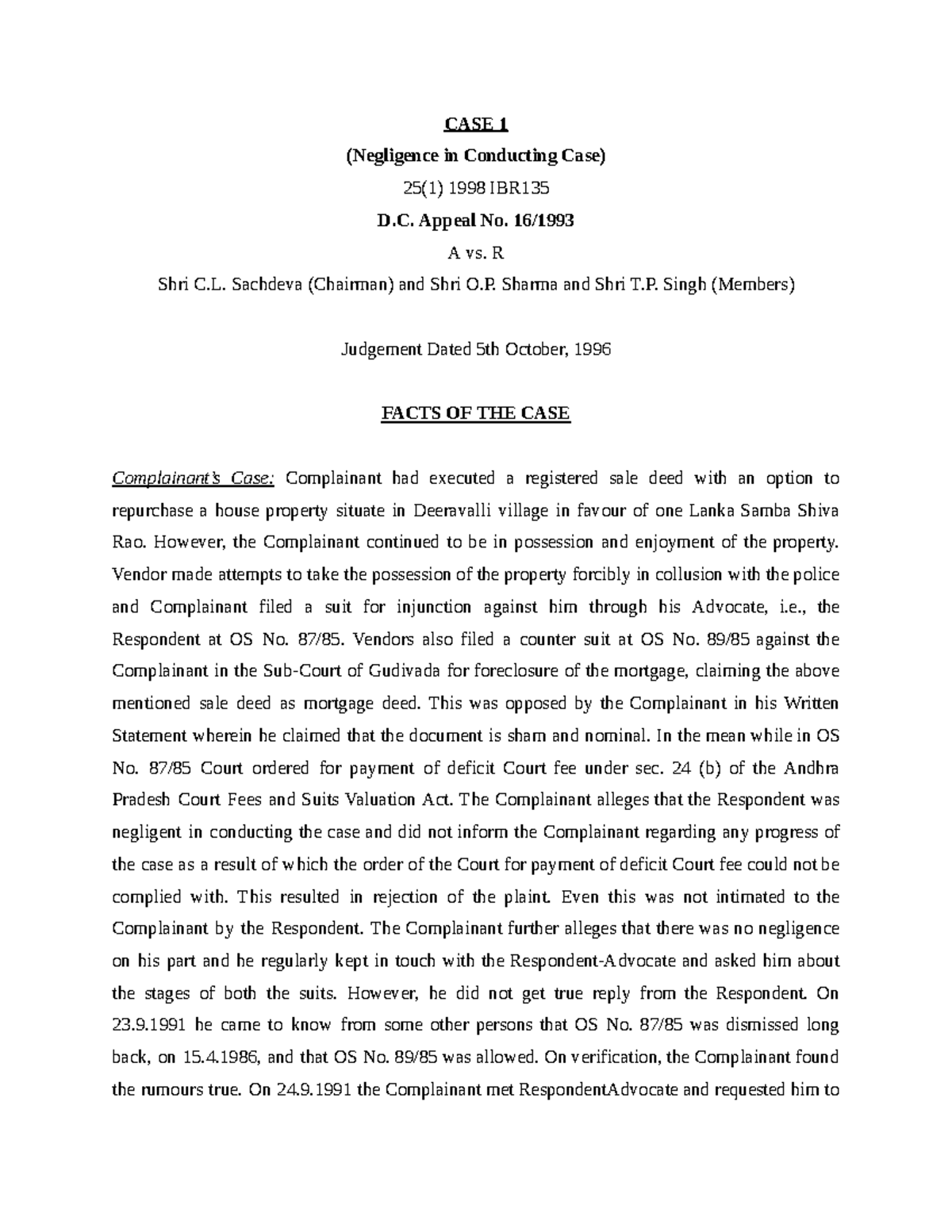 P.E {UT-4} (10 important cases) - Google Docs - CASE 1 (Negligence in ...