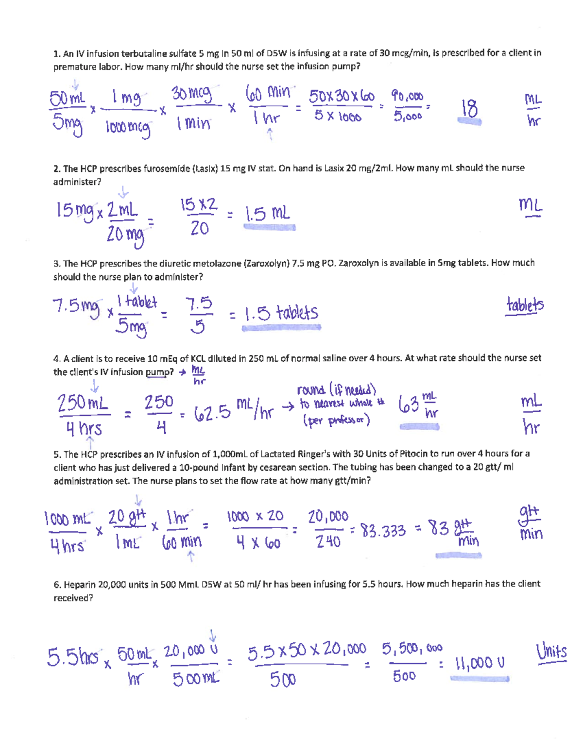 IV infusion practice answers - 1. An IV infusion terbutaline sulfate 5 ...