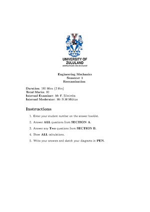 Tutorial 1 Chapter 1 - Engineering Mechanics Chapter 1, Tutorial 1 April 11, 2021 Question 1 In ...