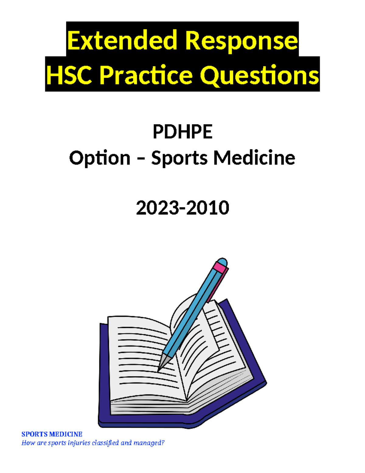 Sports Med Hsc Practice Questions By Dot Point Extended Response Hsc