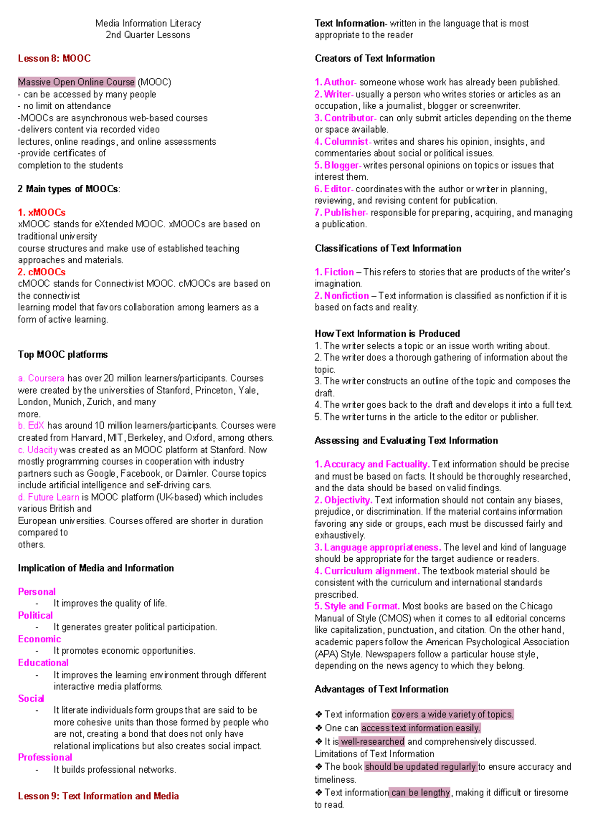 2nd Quarter MIL Lessons - Media Information Literacy 2nd Quarter ...