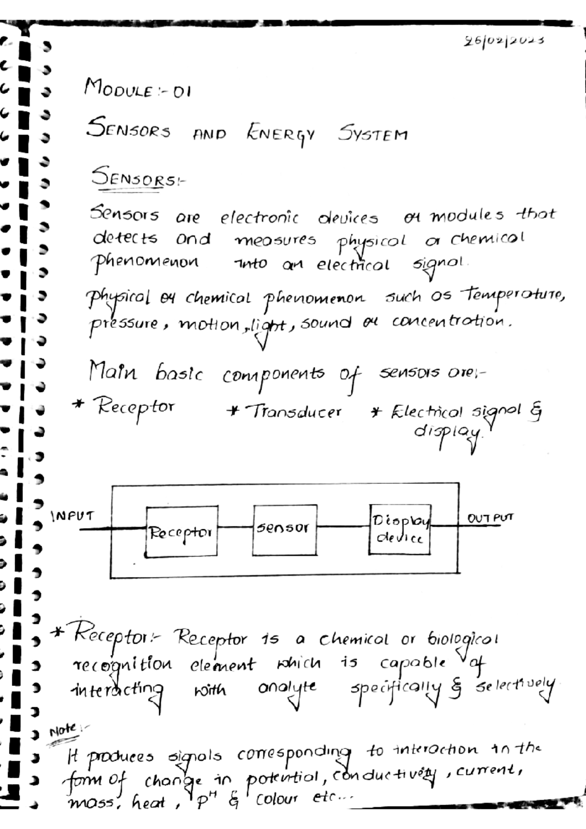CSE Module 1 Notes - MODULE 01 SENSORS AND ENERGY SYSTEM Sensors are ...