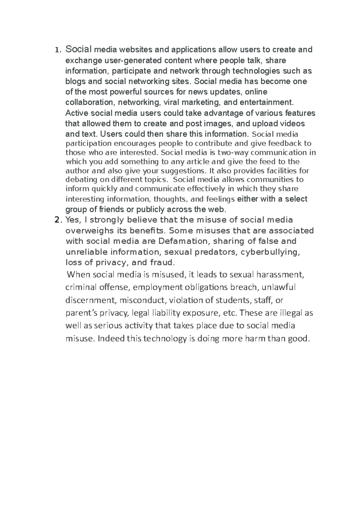 BUS1036F tutorial number three assignment - 1. Social media websites ...