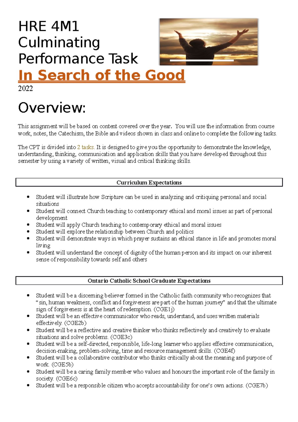 CPT Final Copy 2022 HRE Granic - HRE 4M Culminating Performance Task In ...