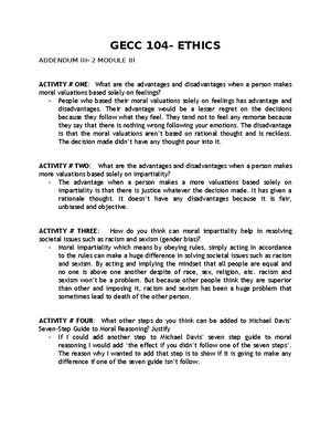 Chapter-1 Lesson-1 - Ethics Module 1 - MODULE 1 KEY CONCEPTS Lesson 1 ...