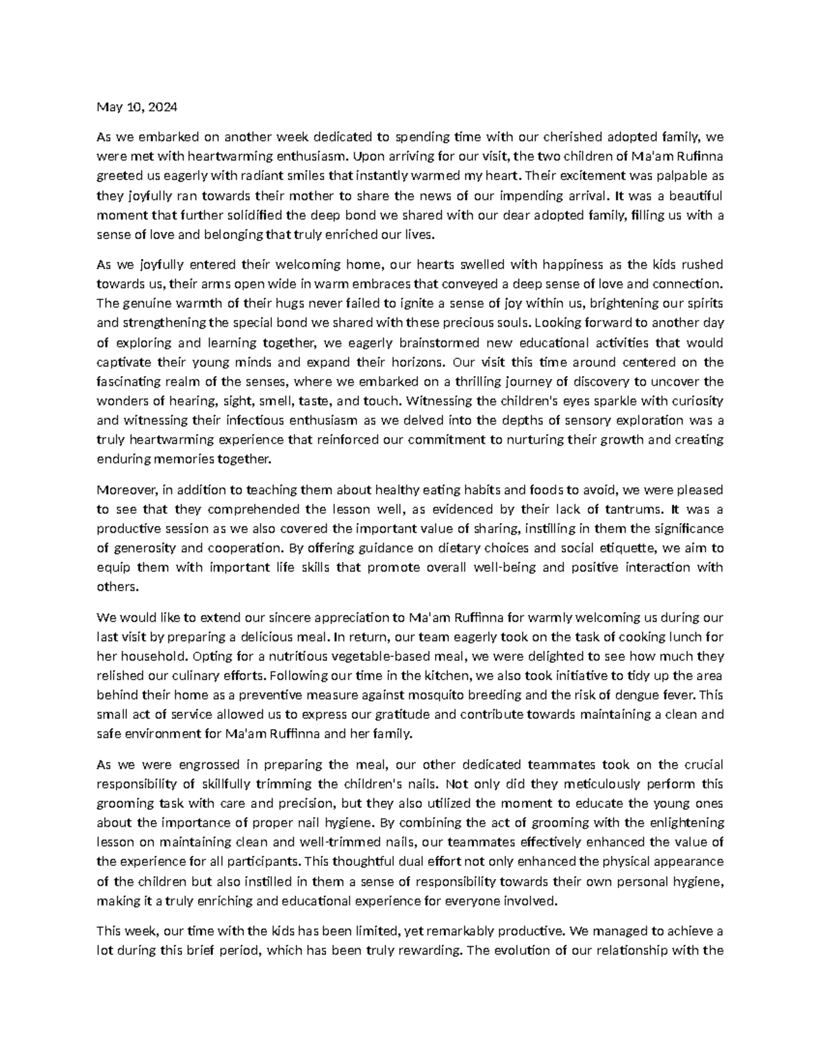 May 10 - Reflection Paper - May 10, 2024 As we embarked on another week ...