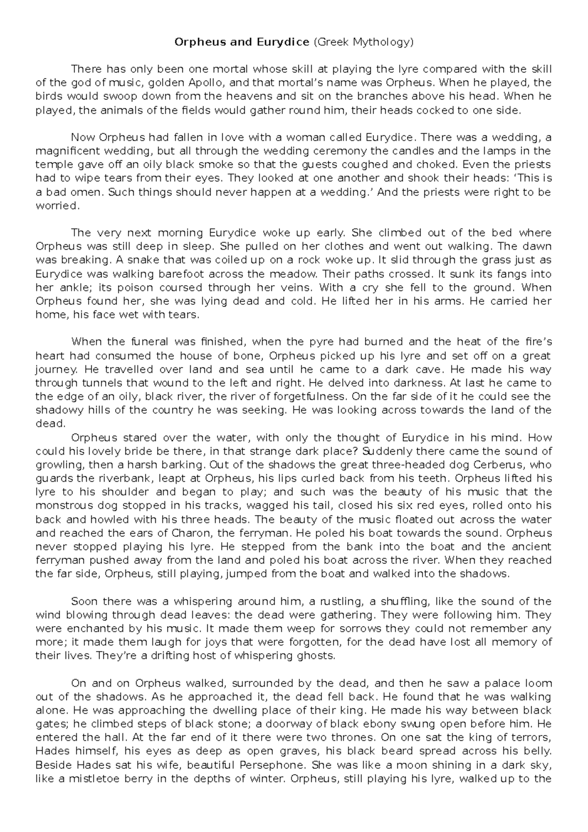 Orpheus and Eurydice - dsggdf - Orpheus and Eurydice (Greek Mythology ...