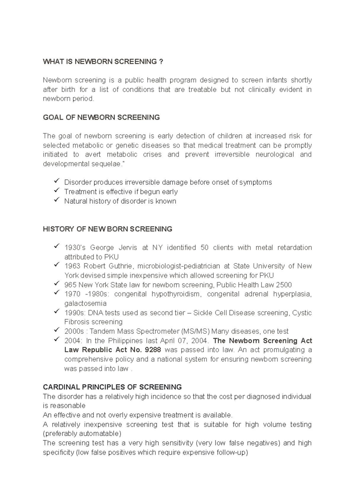 Newborn- Screening - Maternal-child care - WHAT IS NEWBORN SCREENING ...