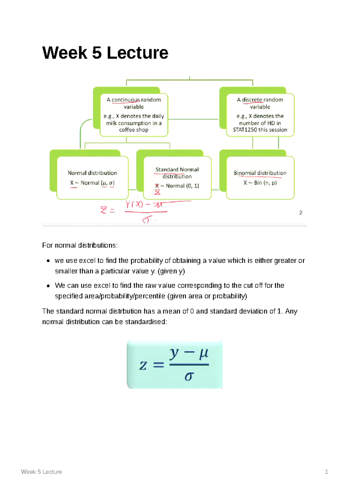 Week 5 Lecture - graphs and excel probability on normal distribution ...
