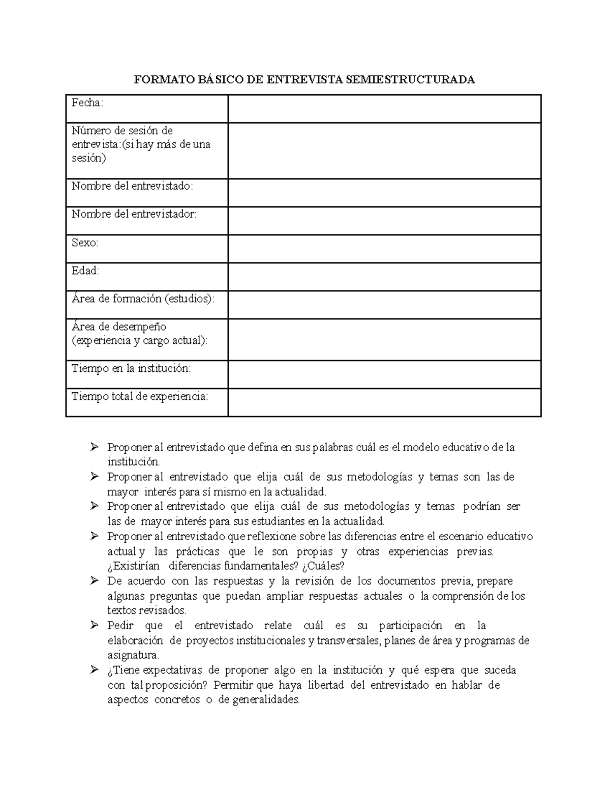 Formato Básico DE Entrevista Semiestructurada-1 - FORMATO BÁSICO DE ENTREVISTA SEMIESTRUCTURADA ...