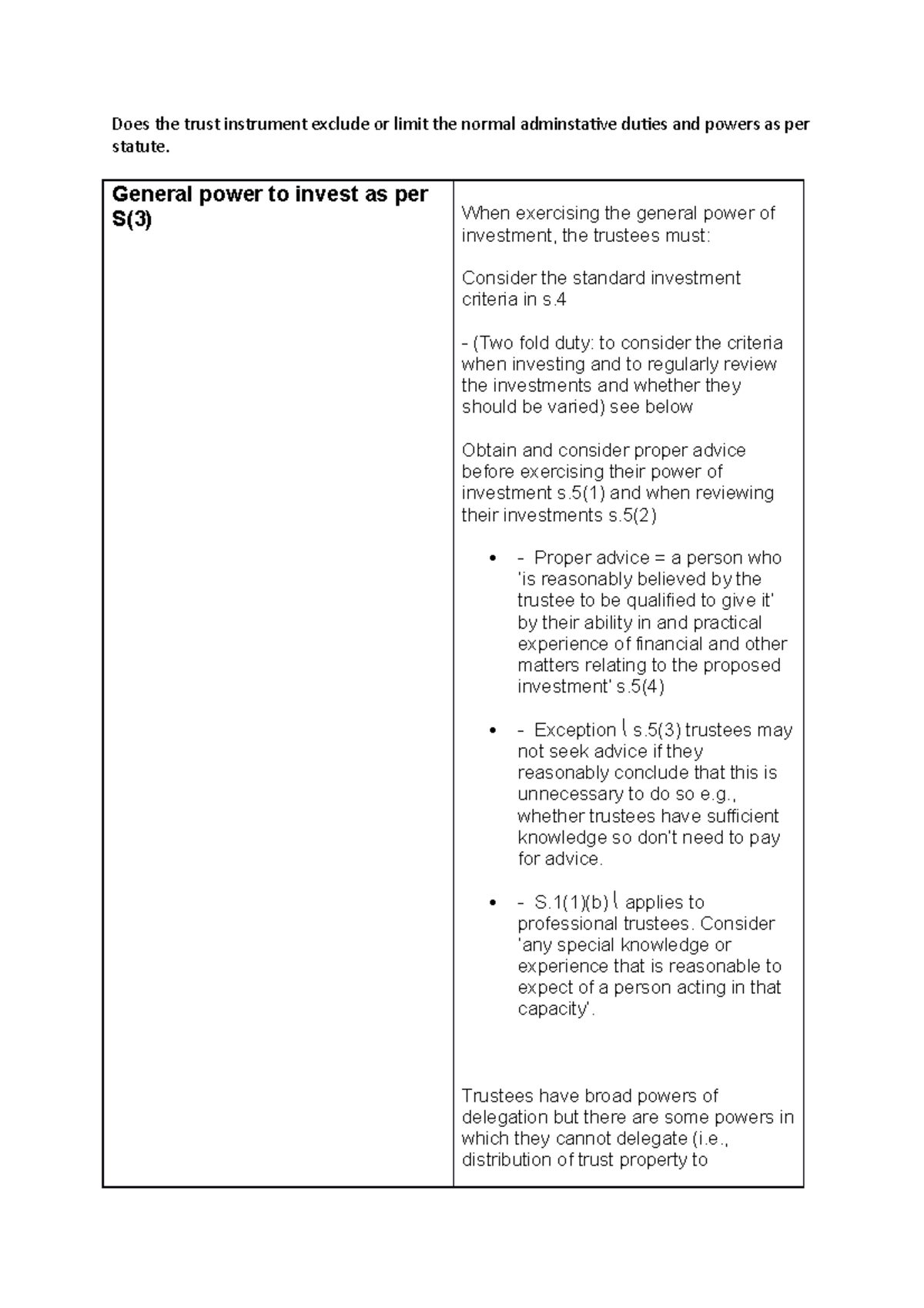 Trusts topic 3 - Very good - Does the trust instrument exclude or limit ...