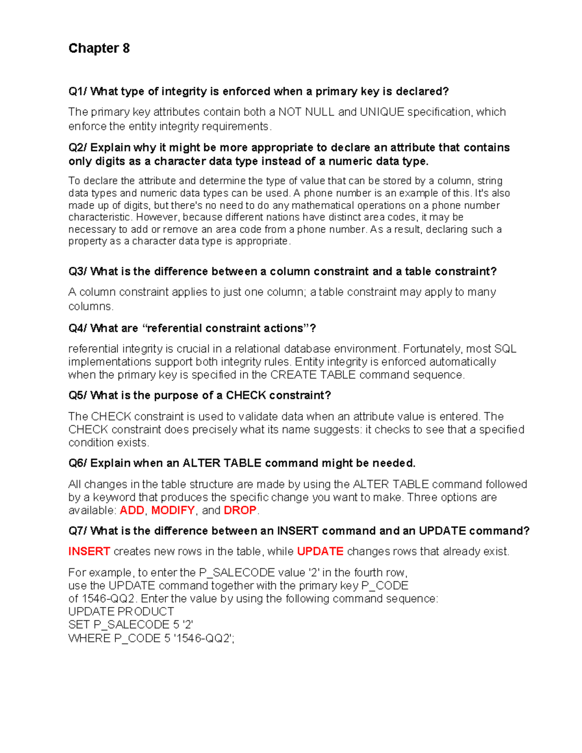 Chapter 8 database design Review question answers 14ed - Chapter 8 Q1 ...