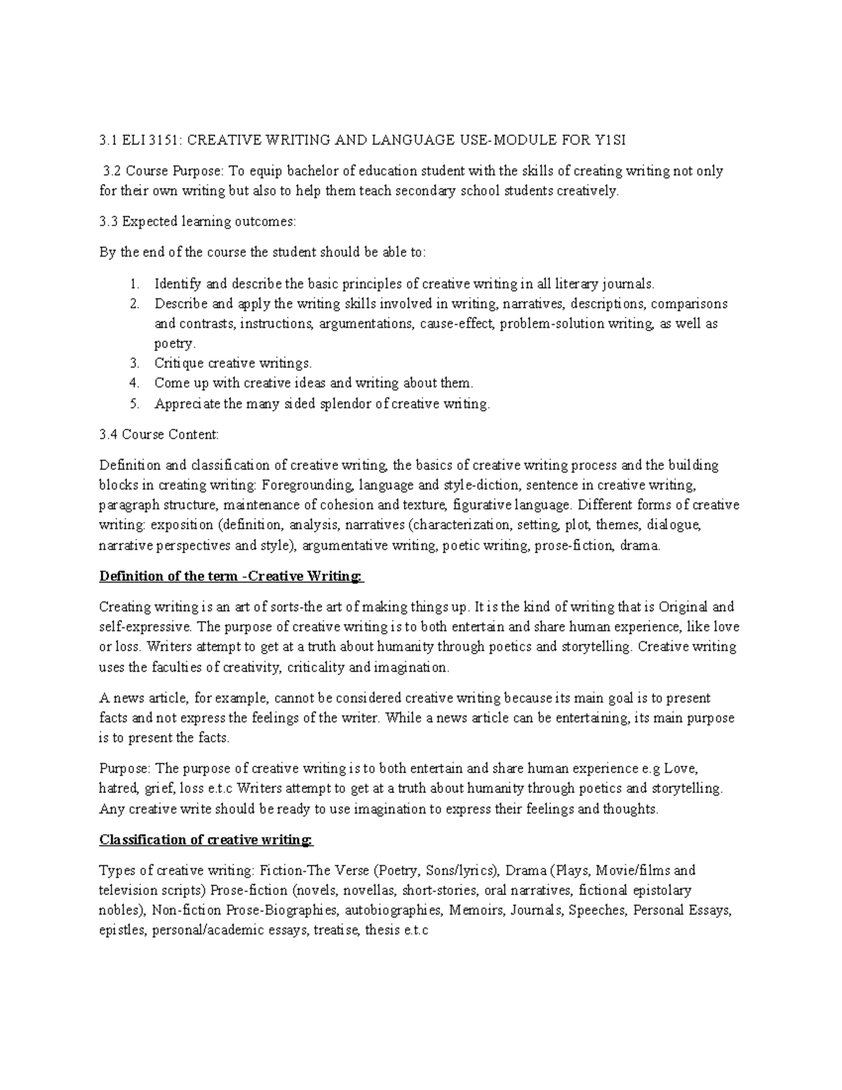 777Am CW-2021 4 - for the unit academic writing - 3 ELI 3151: CREATIVE ...