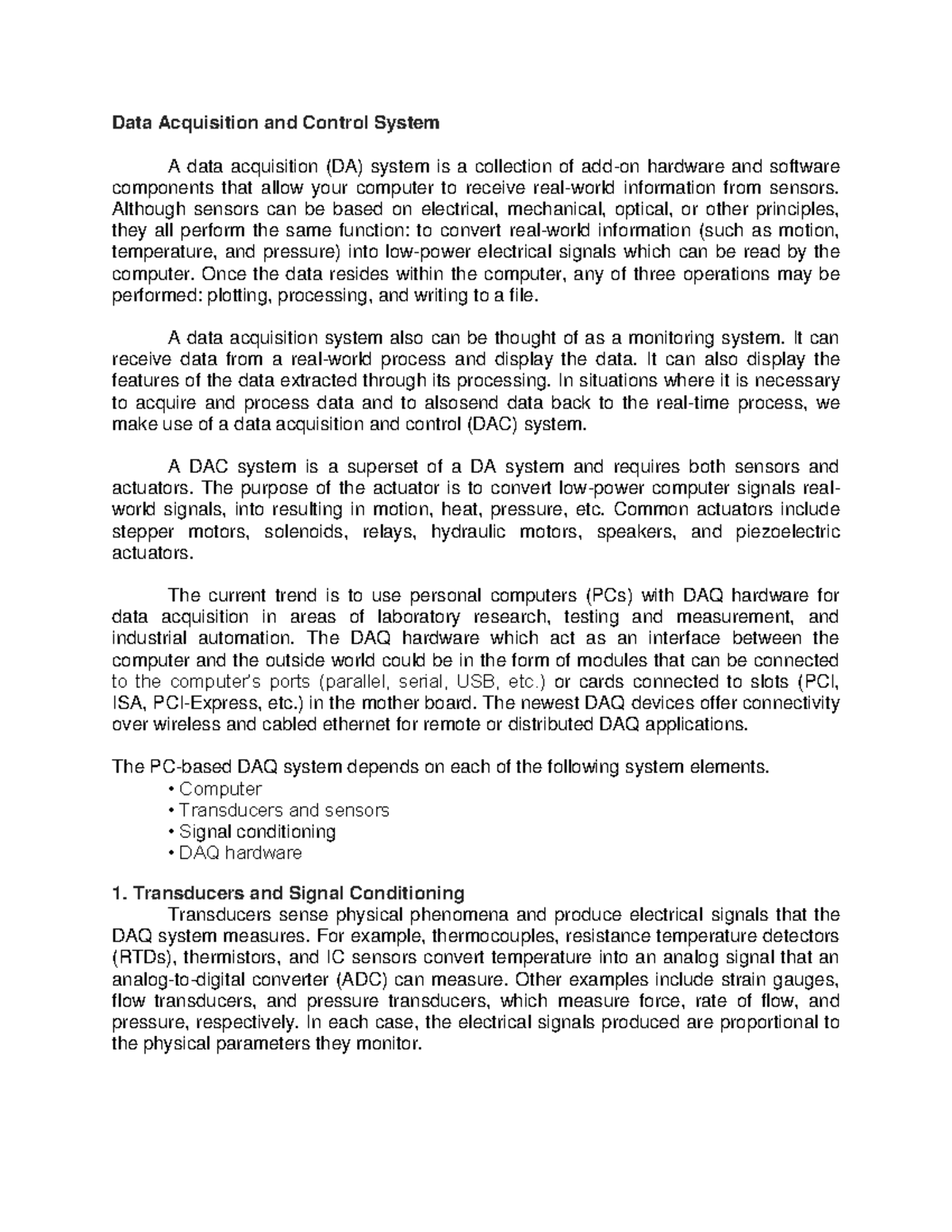 DAQ & VI - Mandatory - Data Acquisition and Control System A data ...