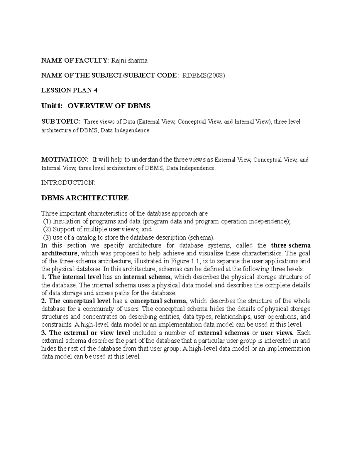 Relational Database Management System Notes - Data Base management ...