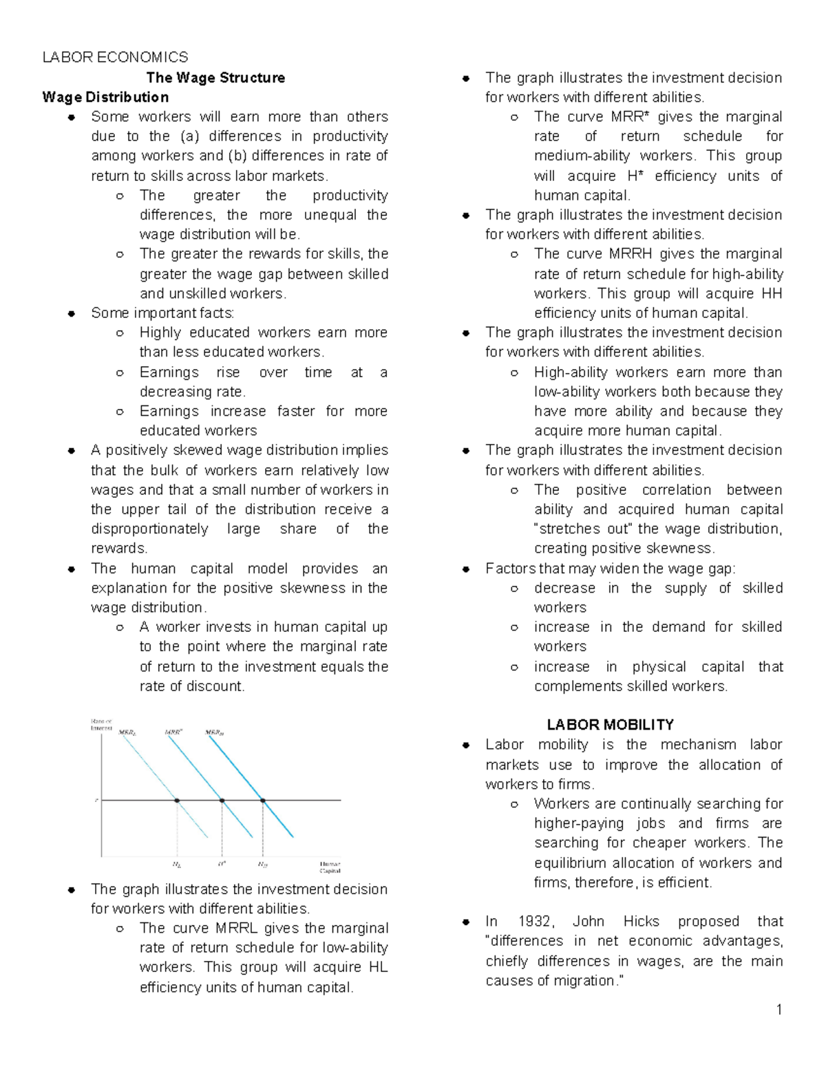 Labor Economics ( Finals) - ECO5106 - The Wage Structure Wage ...