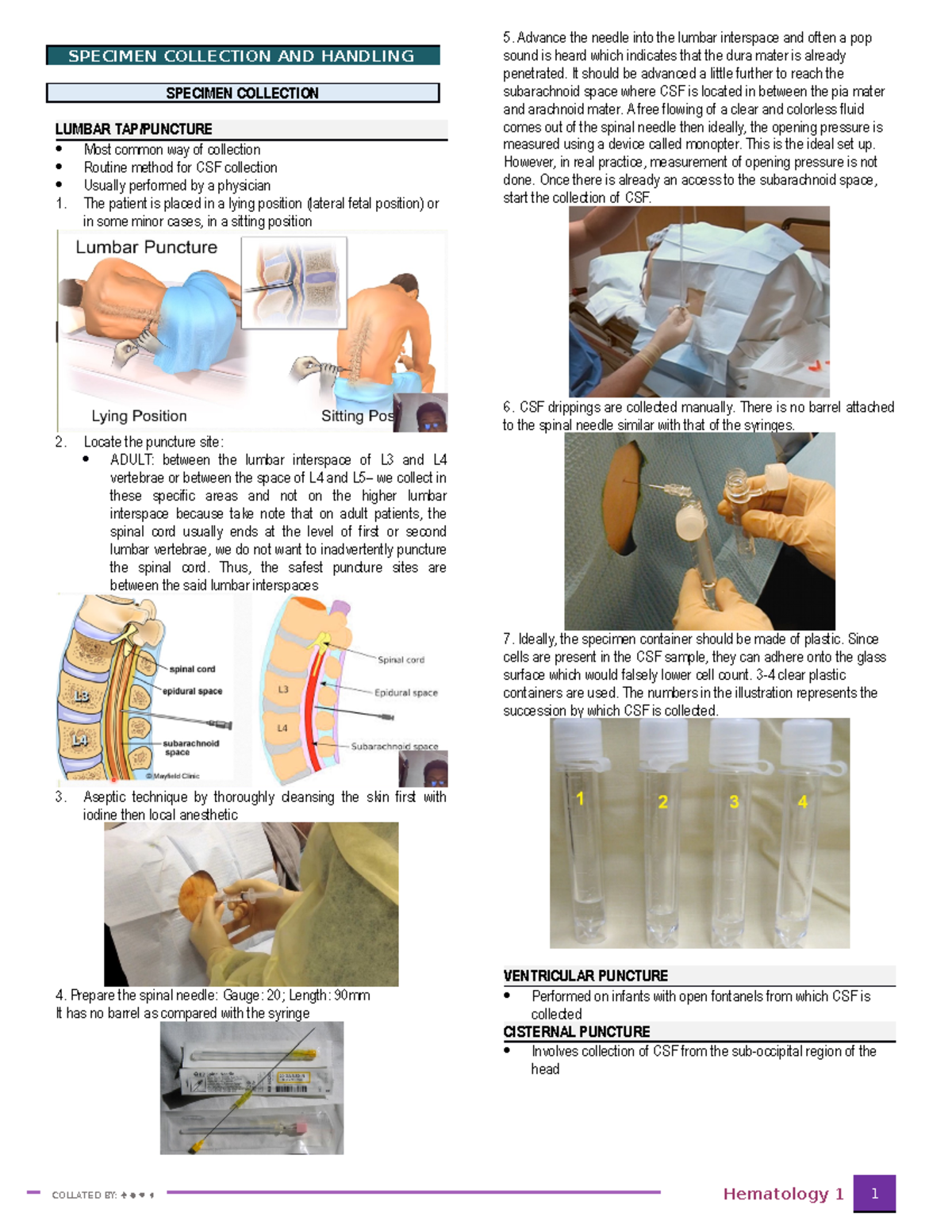 AUBF-2 - JSIOSOKLOV - SPECIMEN COLLECTION AND HANDLING SPECIMEN ...